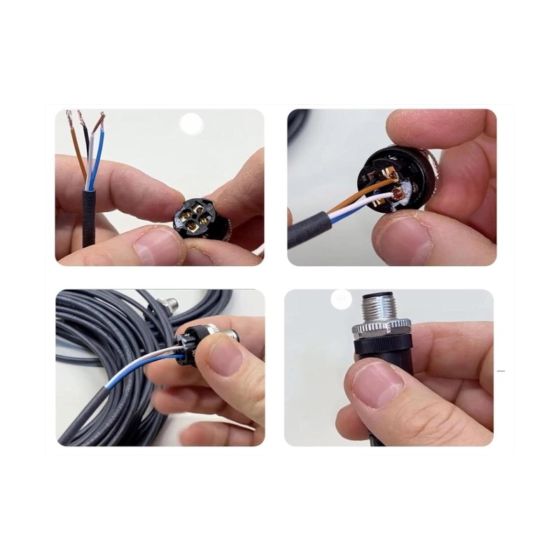 Conector industrial IP67 impermeable tipo aviador de 5 pines M12 macho ...